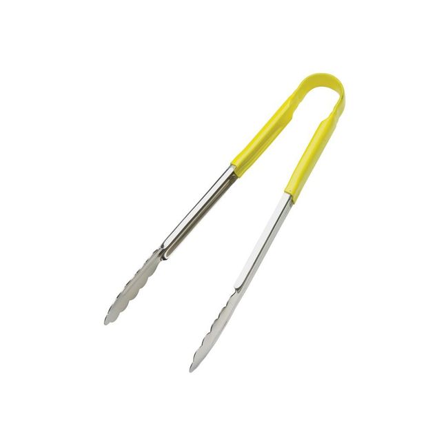 Stainless Steel PVC Coating One-Piece Yellow Coloured Handle Tongs, 9 ...