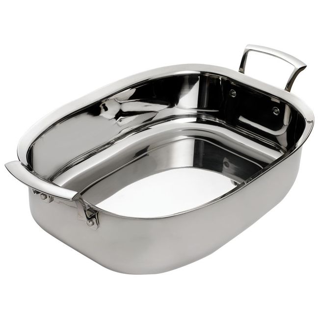 Thermalloy Stainless Steel Tri-Ply Deep Rectangular Roast Pan, 7 Quart ...