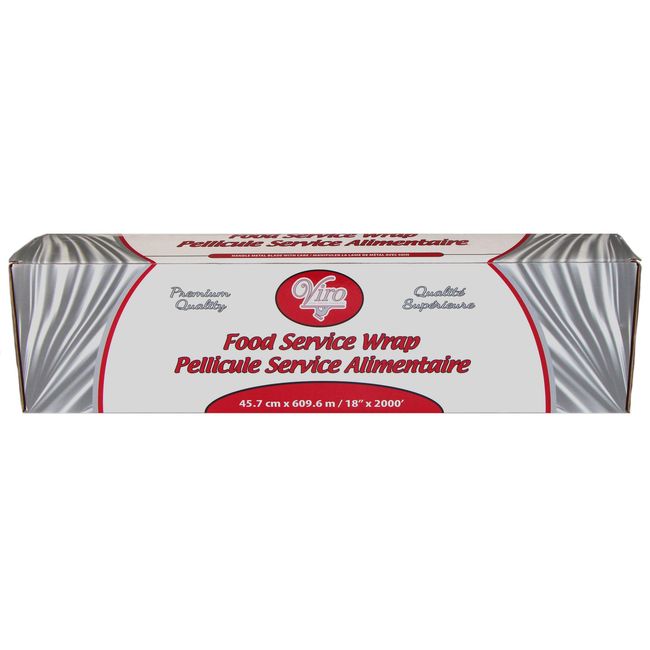 39 Gauge PVC Food Service Wrap with Metal Cutter, 18 inch x 2000 feet ...