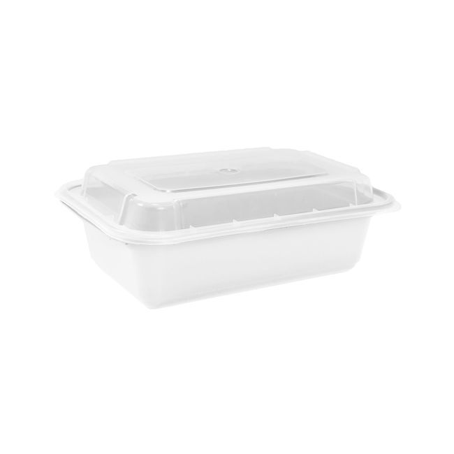 Plastic Rectangular White Container with Lid, 24 Ounce Capacity ...