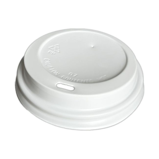Table Accents White Polypropylene Dome Sipper Lid For 8oz Cups| 80mm Dia.
