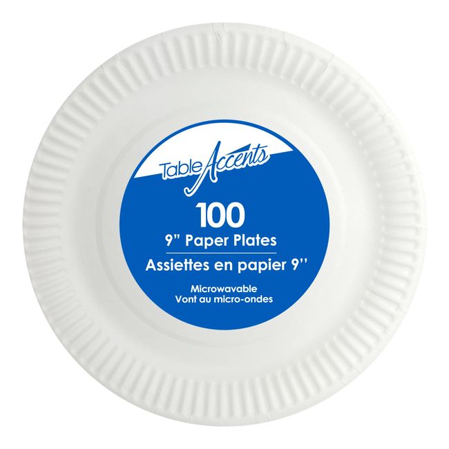 White Uncoated Paper Plate, 9 inch | FoodServiceDirect.ca - Canada's ...
