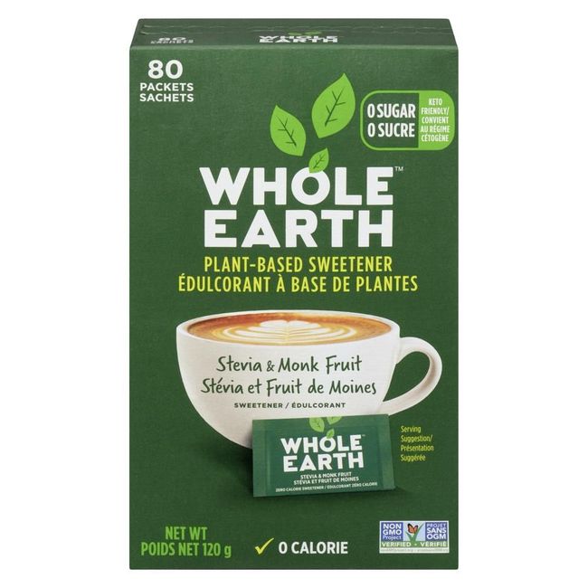WHOLE EARTH STEVIA/MONK FRUIT 12/80 EA | FoodServiceDirect.ca - Canada ...