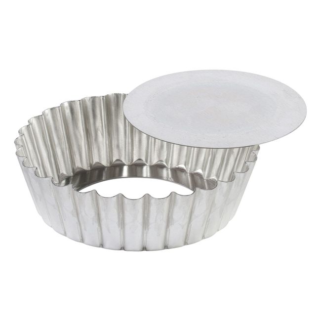 Tin Plate Round Fluted Cake Mold with Removable Bottom, 3.1 inch x 1.2 inch Height Cavity ...