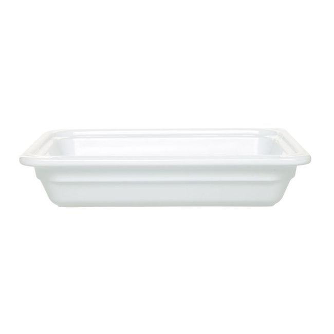 White Half Size Ceramic Insert Food Pan, 12.5 x 10.5 x 4 inch ...