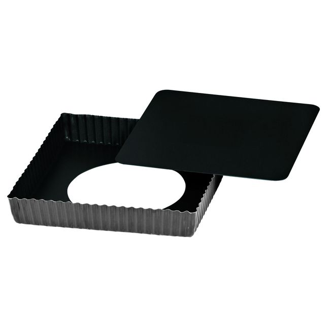 Steel Obsidian Square Fluted Tart Mold with Loose Bottom, 9.1 x 9.1 x 1 ...