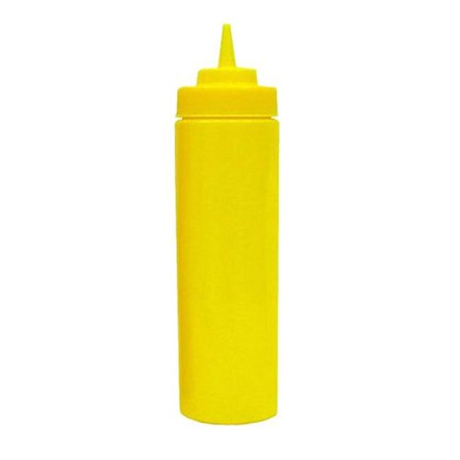 Winco Psw-24y Plastic Yellow Wide-mouth Squeeze Bottle| 24 Ounce Capacity