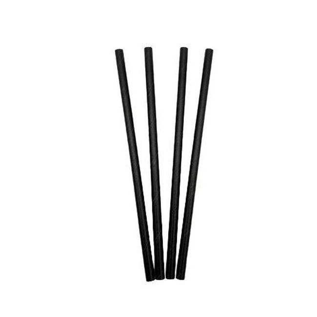 Black Unwrapped Jumbo Cocktail Paper Straw, 6 inch | FoodServiceDirect ...