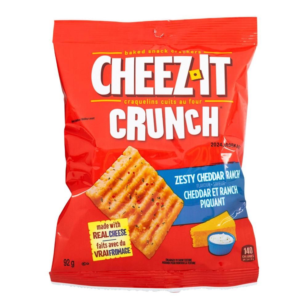 Cheez-It Crunch Zesty Cheddar Ranch Cracker, 92 g - 6 per case