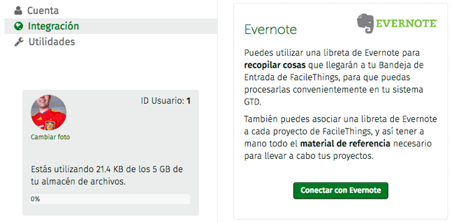 Tutorial de FacileThings: Integración con Evernote