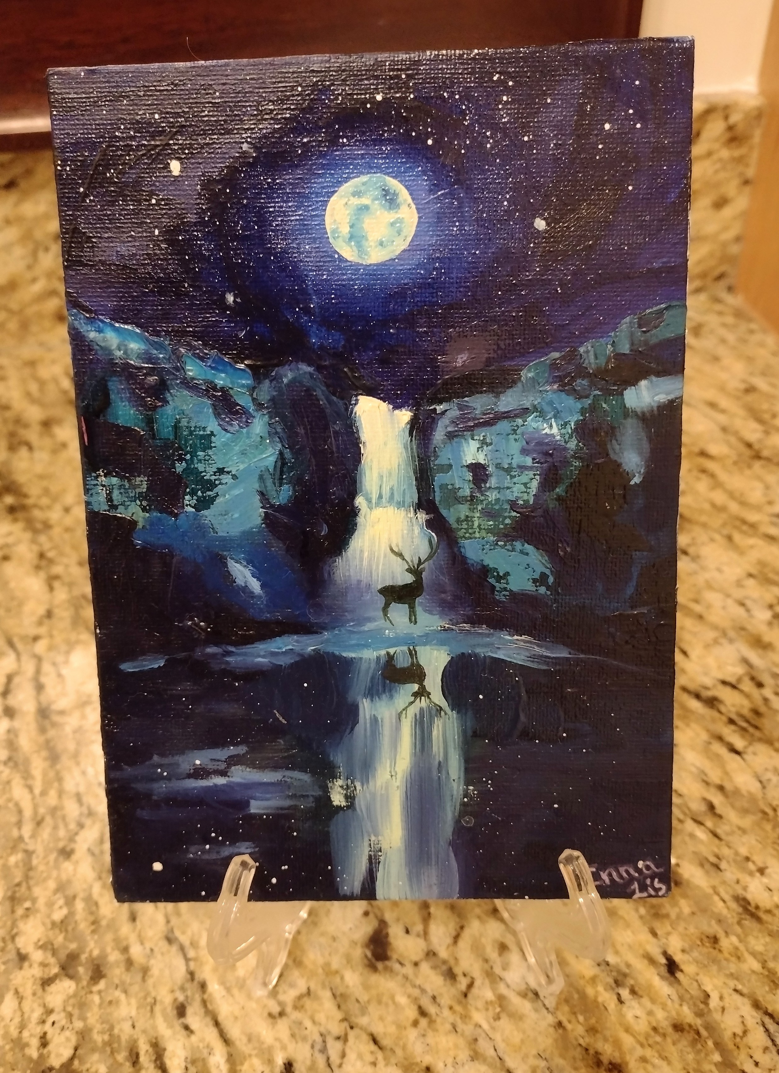 Moonlight Waterfall, by the artist Inna Lisogor | Gallea