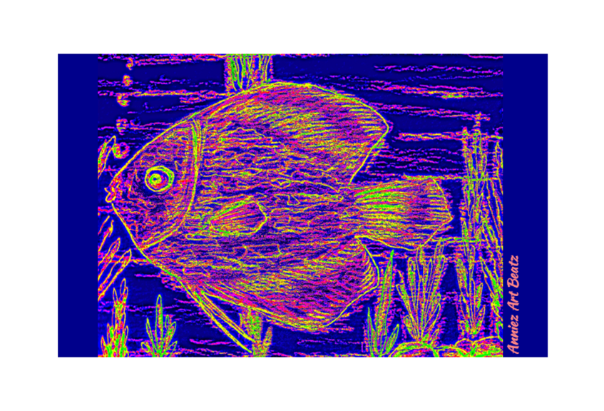 Blue intricate fish artwork, by the artist Anniezartbeatz™ | Gallea