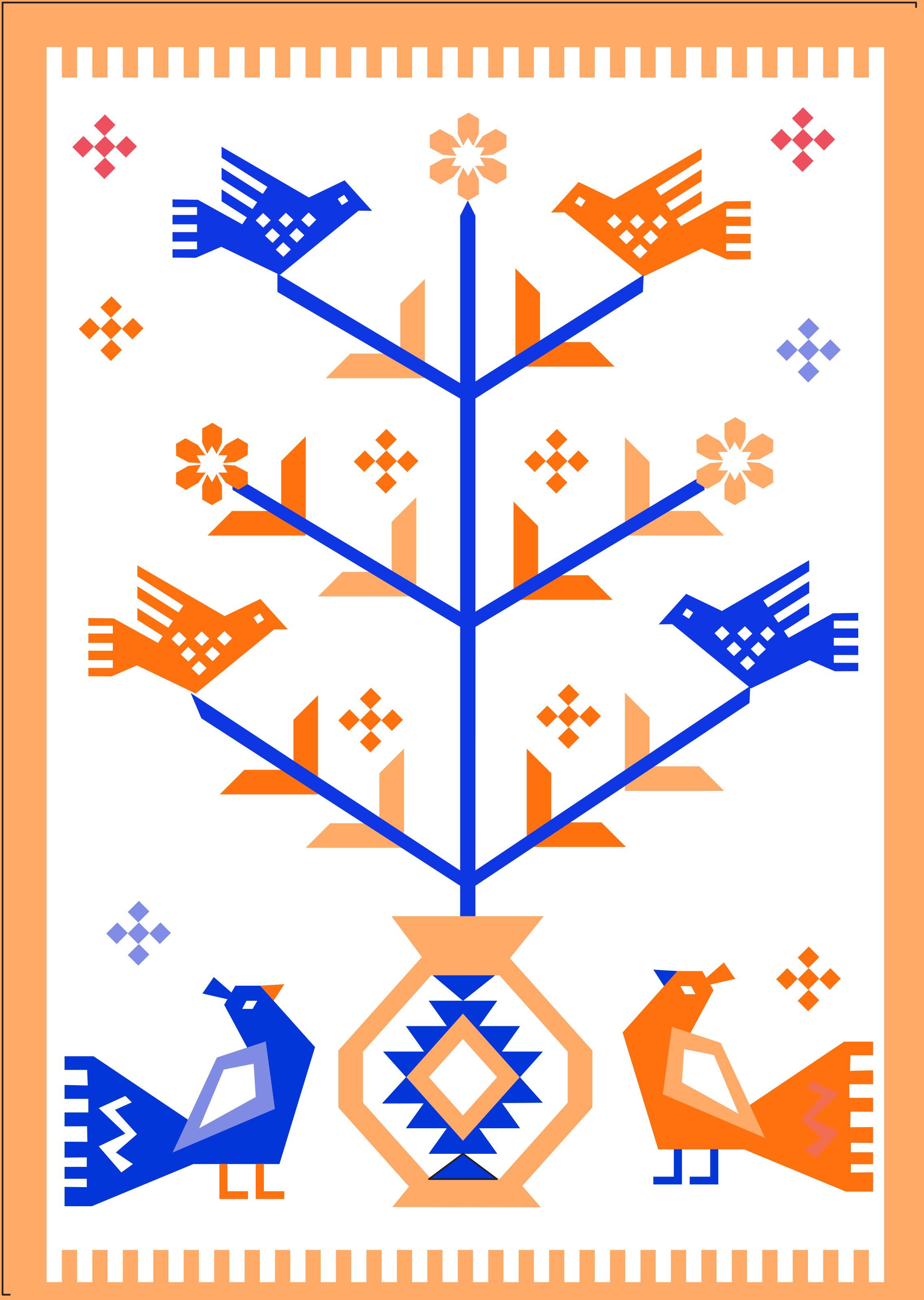 Persian Glim rug digital Birds wall art, by the artist Parnaz | Gallea