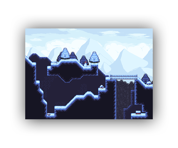 Pixel Art Snowy Mountains – Platformer Tileset | Game Art Partners
