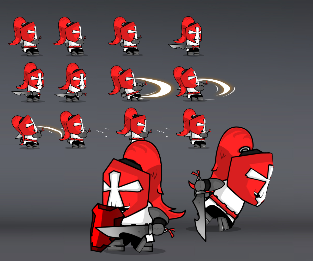 chibi universe red crusader knight sprirtesheets | Game Art Partners