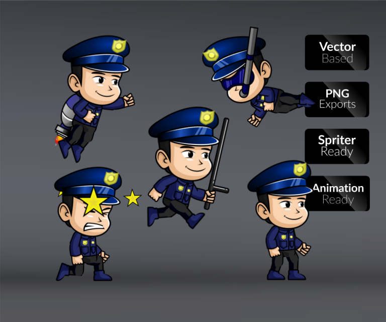 gameartprev-Police-Man-2D-Game-Character-Sprite | Game Art Partners