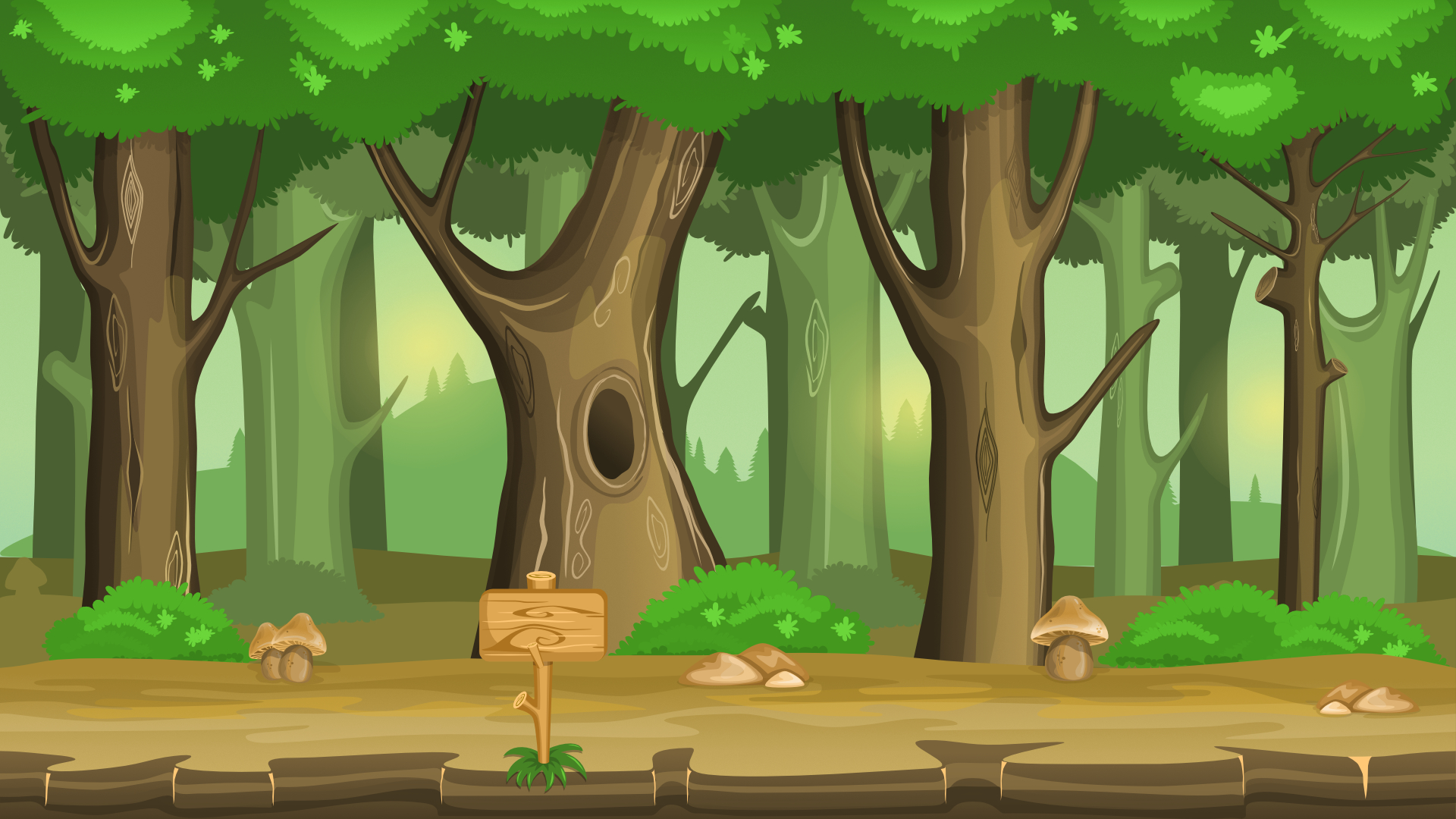 Forest Background Game 2D CartoonSmart
