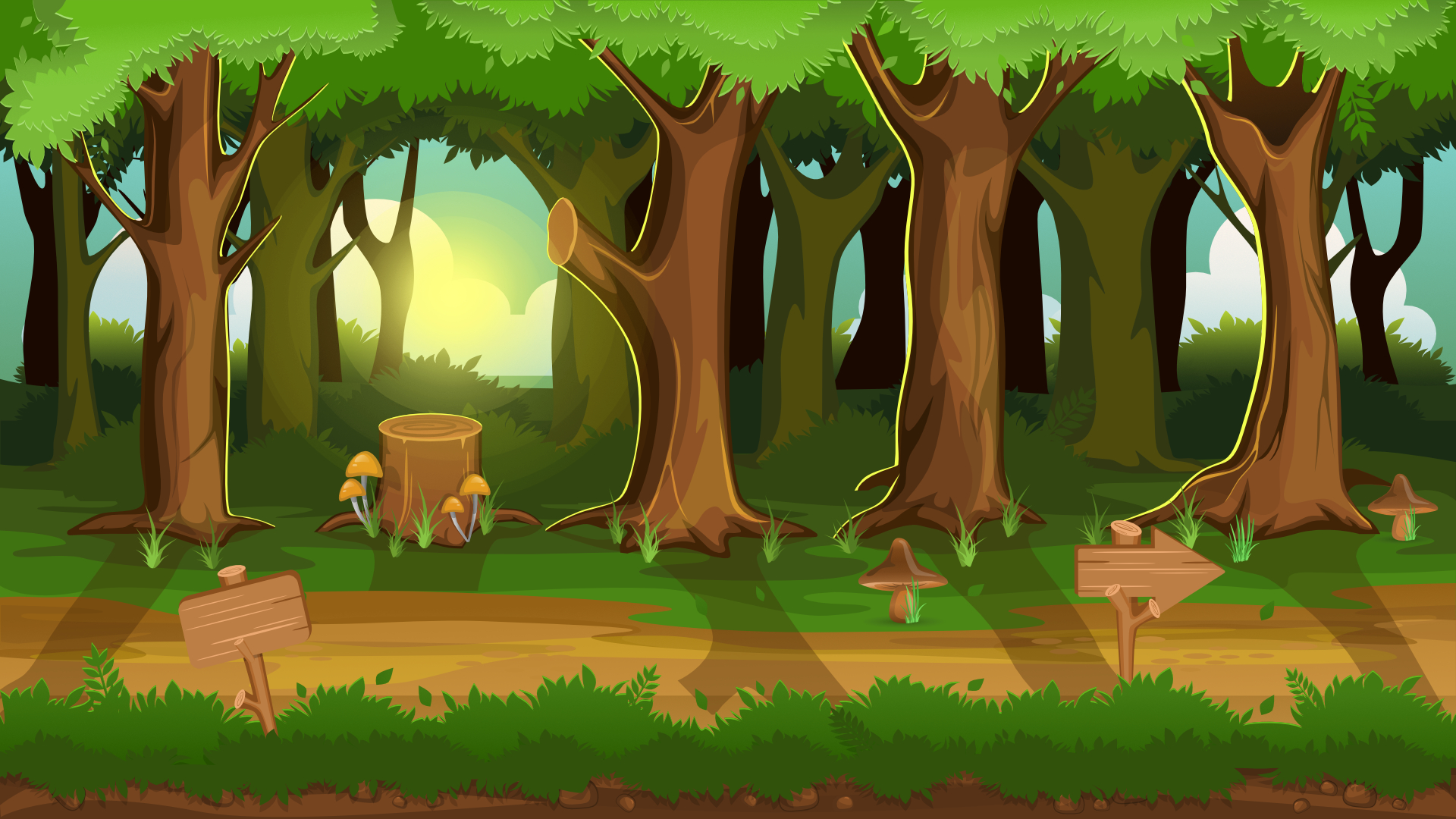Forest Background Game 2D CartoonSmart