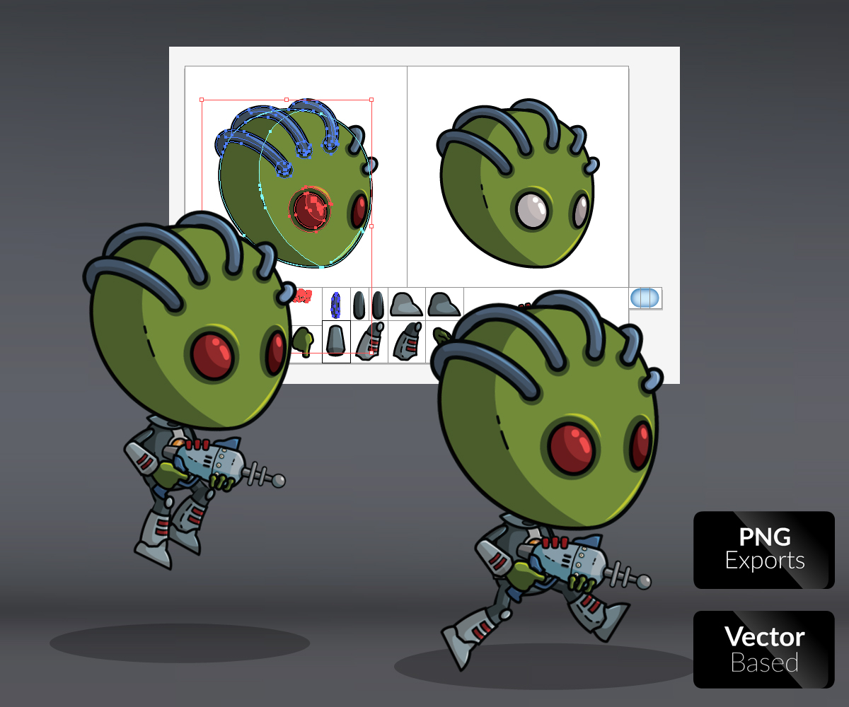 Green Skinned Alien Sprite Game art | Game Art Partners