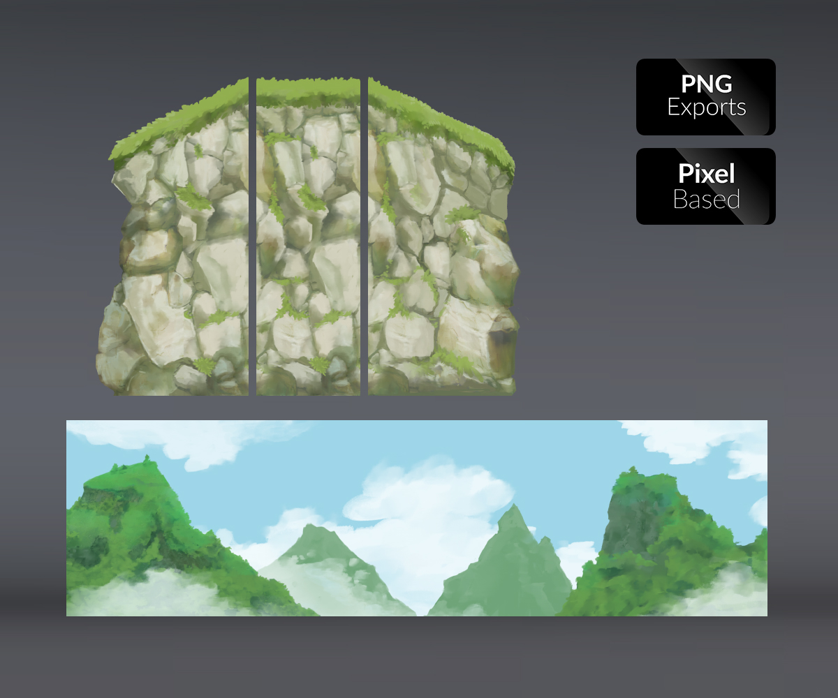 Rocky Mountain Game Art Tile Set | Game Art Partners