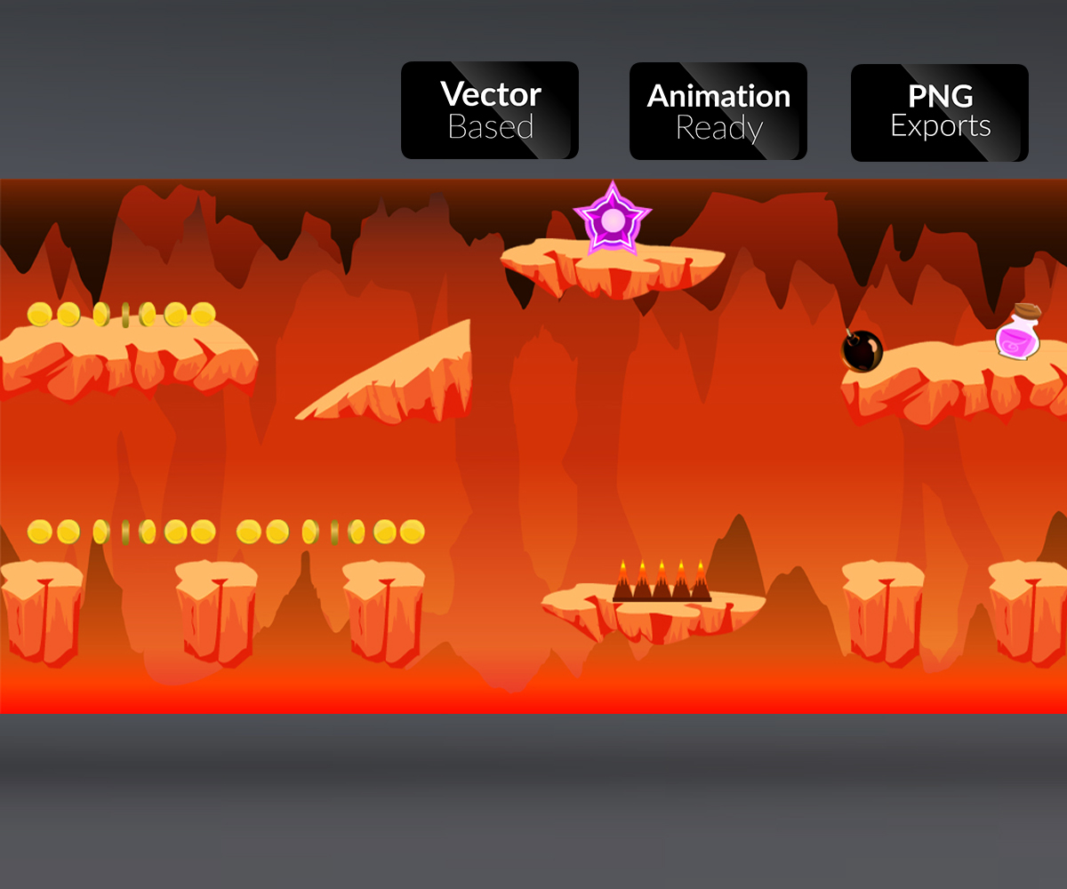 Lava Cave Level 2D Game Art | Game Art Partners