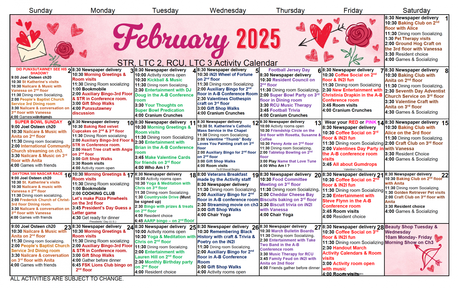 Activity Calendars - Citizens Care and Rehabilitation Center of Frederick