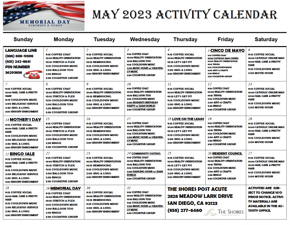Activities (Station 1) - The Shores Post Acute