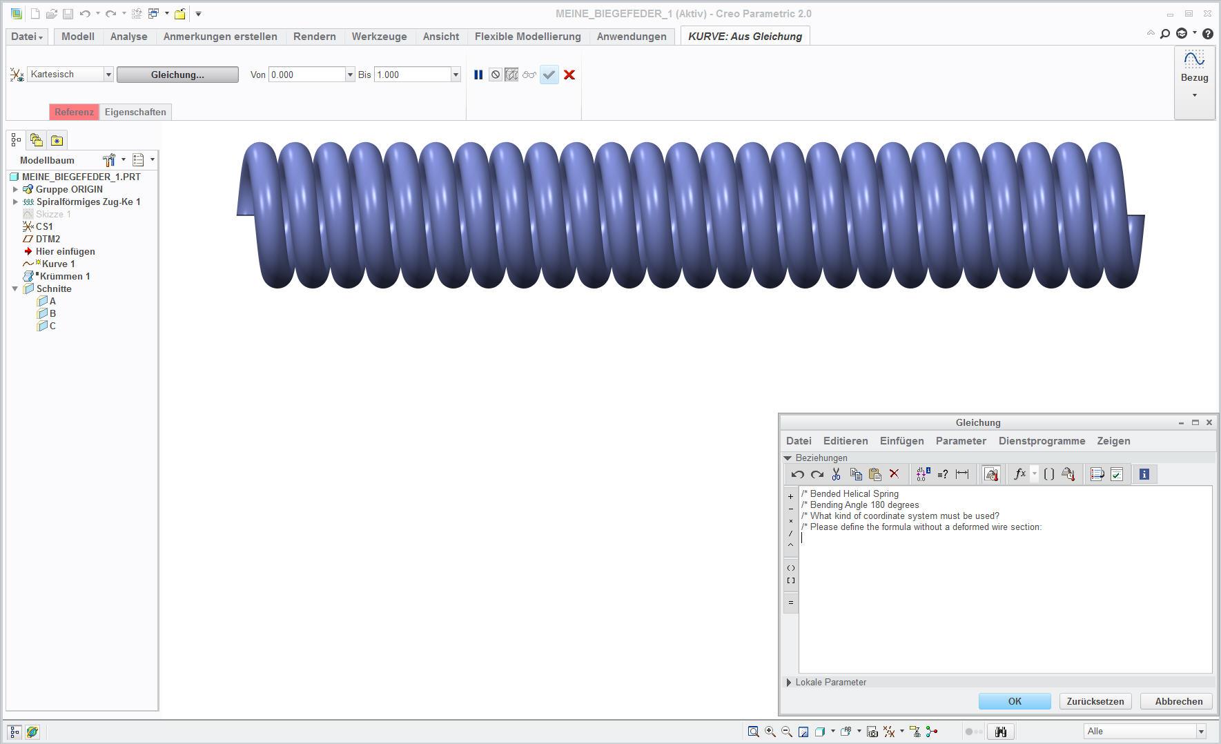 Formula for creating a bended helical spring by a curve | GrabCAD Groups