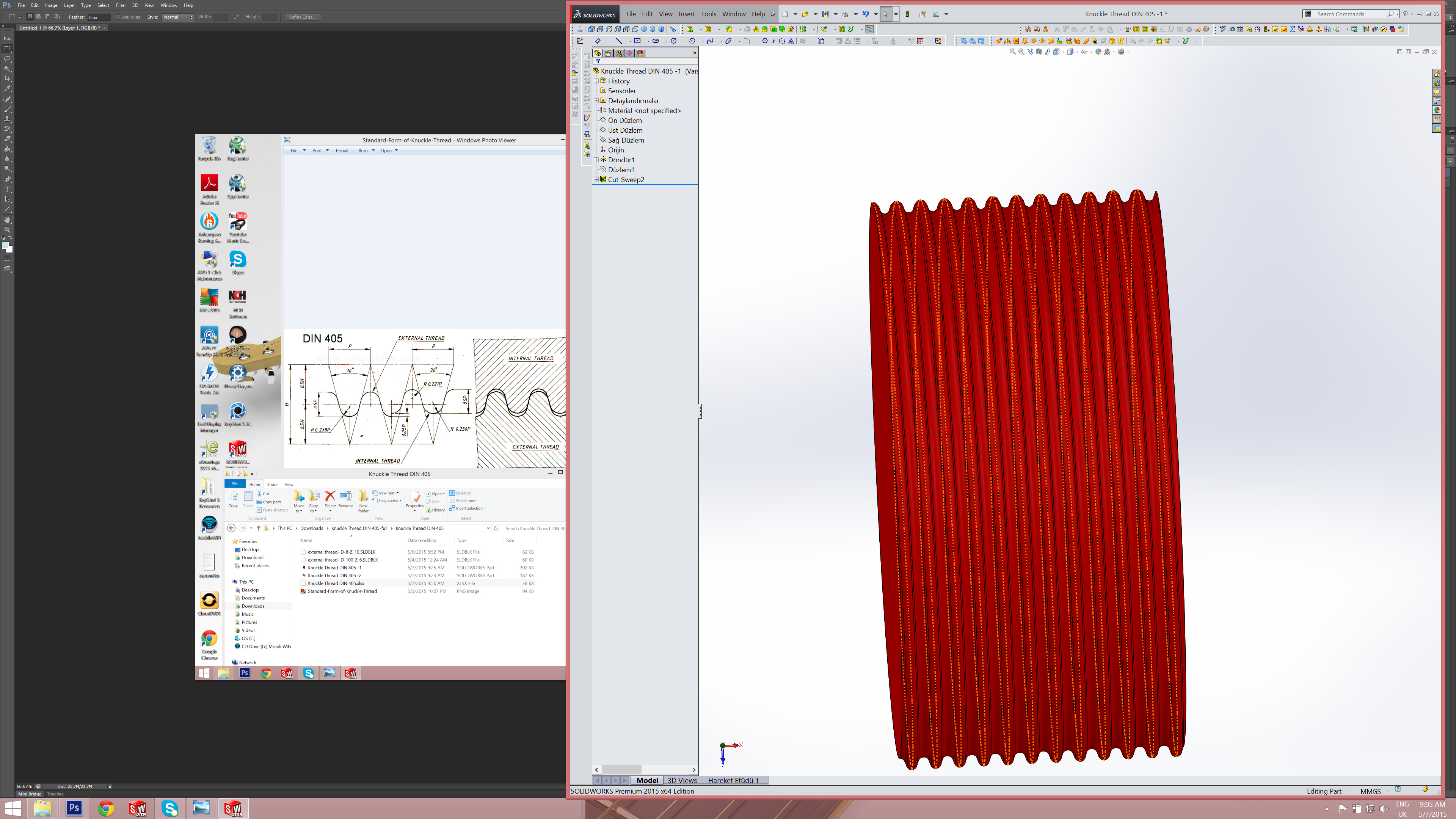 I can not model the screw with knuckle threads although I have drawn ...