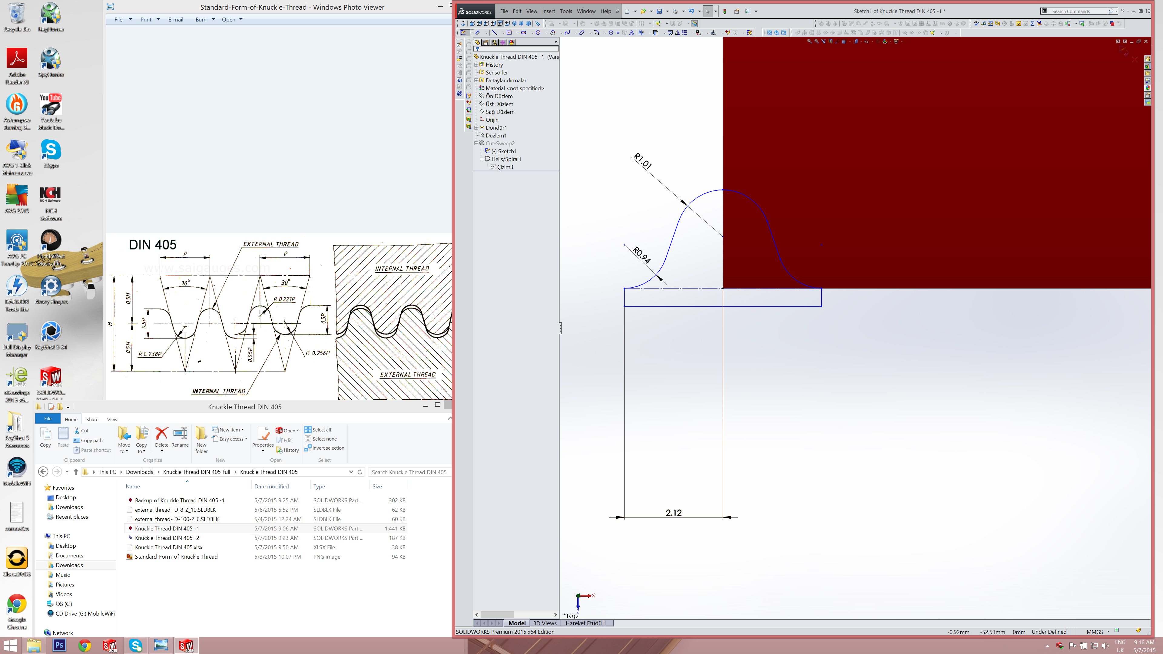 I can not model the screw with knuckle threads although I have drawn ...