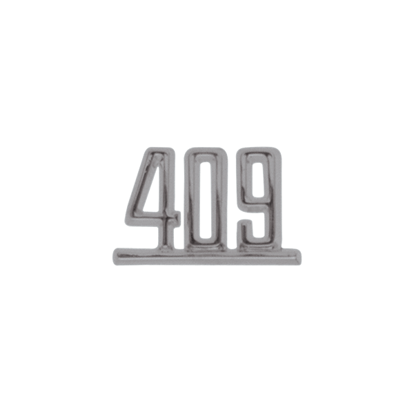 Trim Parts 2426 Fender 409 Emblem Pair 1965 409 V8 1958-7...