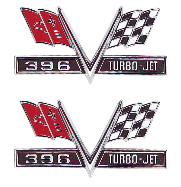 1965-1967 Malibu SS 396 (Z16) Front fender emblems. Pair...
