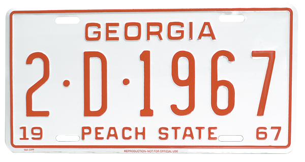 1967 Reproduction Georgia License Plate White With 1967-reproduction-georgia-license-plate-white-with