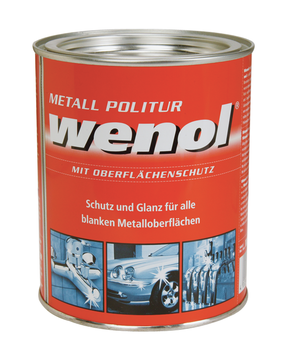 "Wenol all-purpose metal polish, 3.38-oz. can."