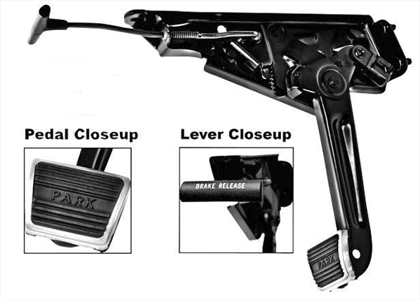 1964-1967 Chevelle El Camino parking brake control assembly.