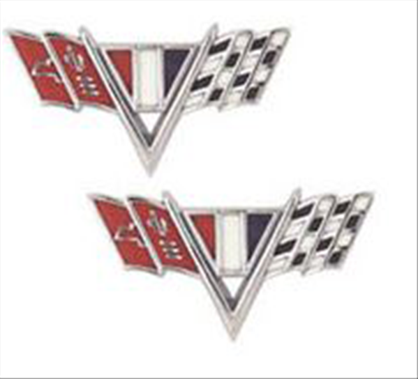 1964-1967 V-flag fender emblem pair.