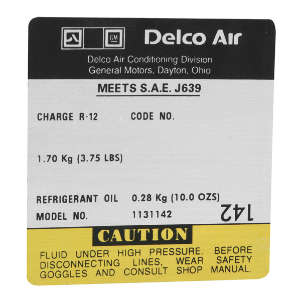 1953-82 Corvette Delco A/C Compressor Decal 1979 Corvett...