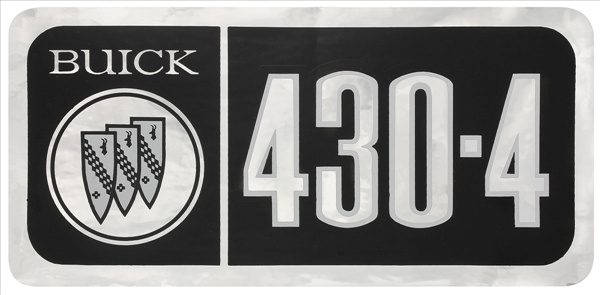 1967-1969 Skylark 430 4V Valve Cover Decal 1380557.