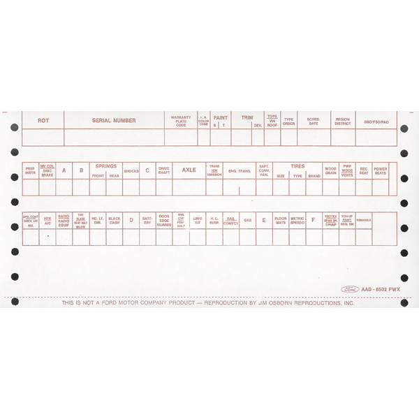 1964-73 Mustang 1965 Blank Assembly