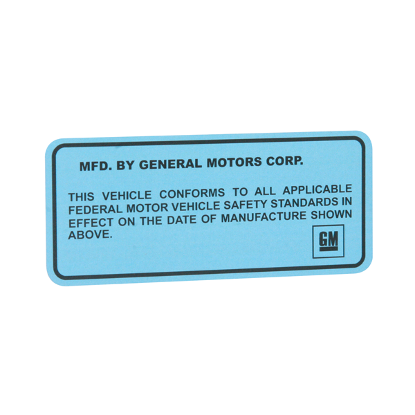1967-81 Firebird Door Jam Vin Decal 1970 Firebird Models