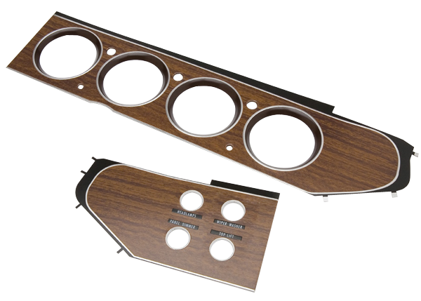 1966-74 A B E-Body Rallye Dash Bezel Woodgrain Overlay Kit