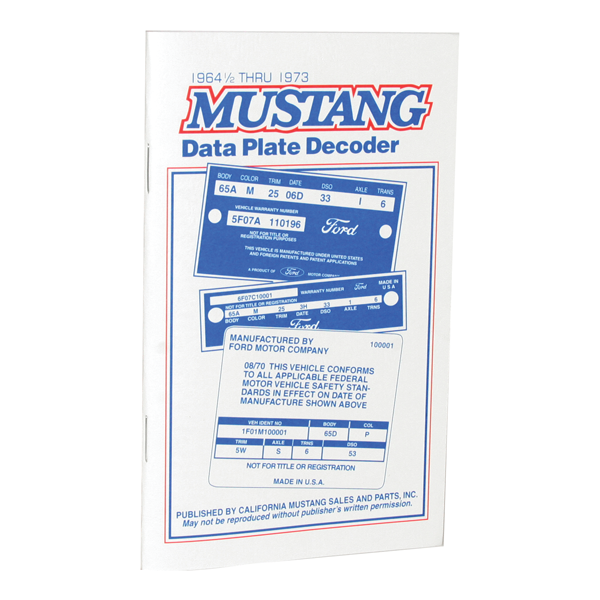 1964-73 Mustang 1964 1/2 Thru 1973 Mustang Date Plate De...
