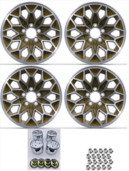 15 X 8 Cast Aluminum Gold Snowflake Wheel Kit.