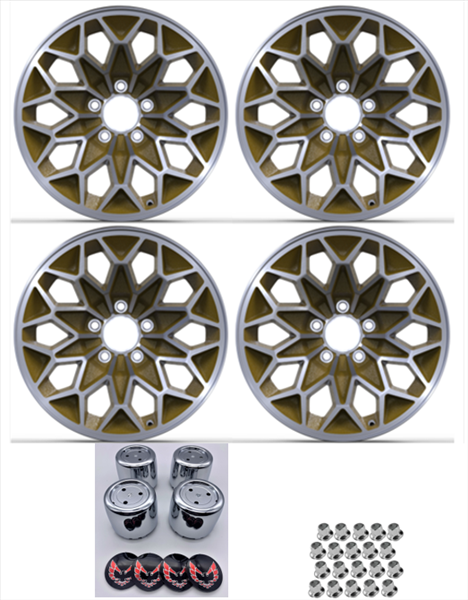 15 X 8 Cast Aluminum Gold Snowflake Wheel Kit.