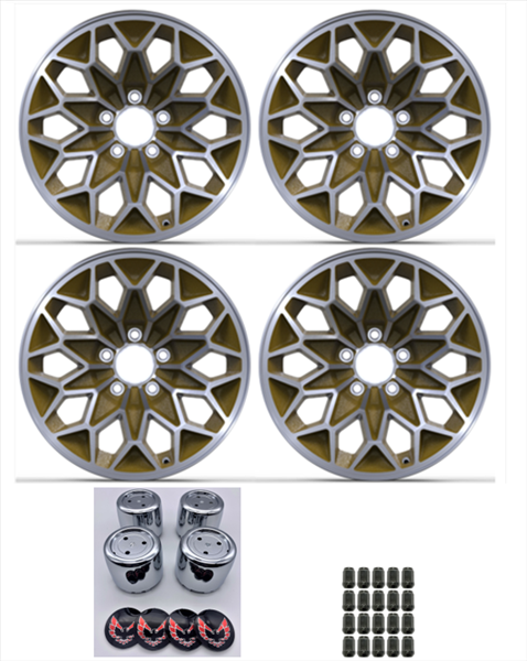 15" X 8" Cast Aluminum Gold Bandit Snowflake Wheel Kit.
