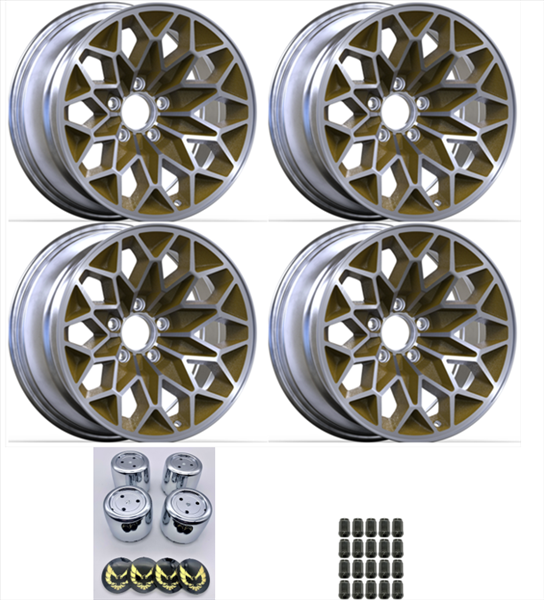 17x9" Cast Aluminum Silver Bandit Snowflake Wheel Kit.