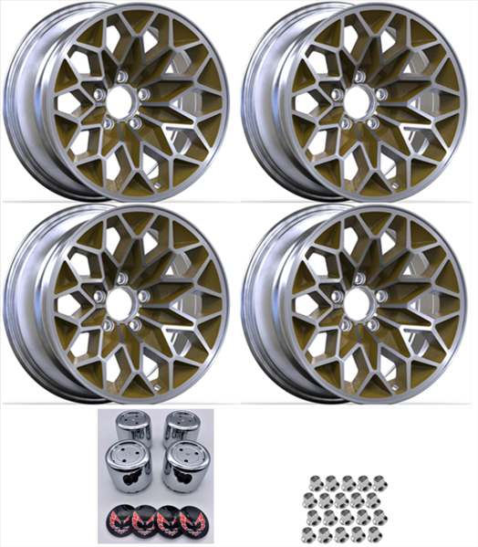 17 X 9 Cast Aluminum Silver Bandit Snowflake Wheel Kit.