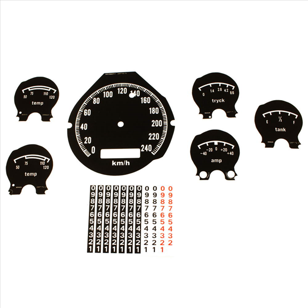 1968-1970 B-Body Rallye Dash Gauge Decal Kit with 240 KPH...