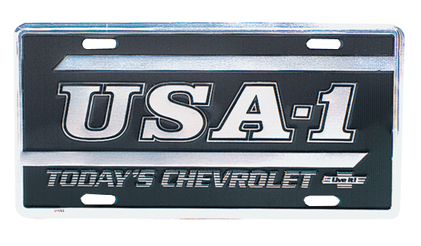 USA-1 stamped-aluminum license plate