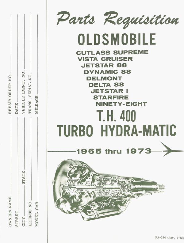 1964-72 Cutlass 442 1965 1973 Olds Th 400 Exploded View P...